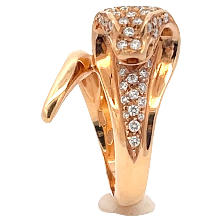 Assor Gioielli Diamond Cobra Ring in 18k Rose Gold For Sale at 1stDibs