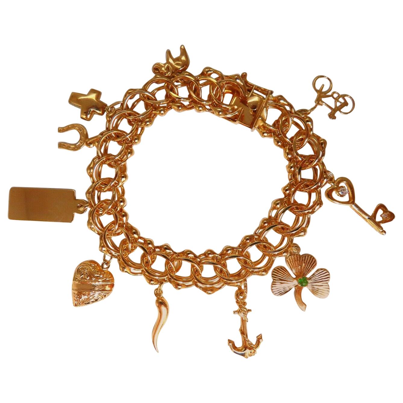 Assorted Lucky Charms Bracelet 14 Karat For Sale at 1stDibs