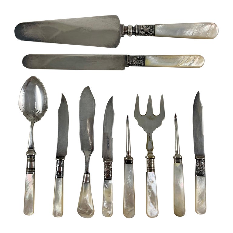 Assorted Pearl Handled and Sterling Silver Collared Table Servers ...