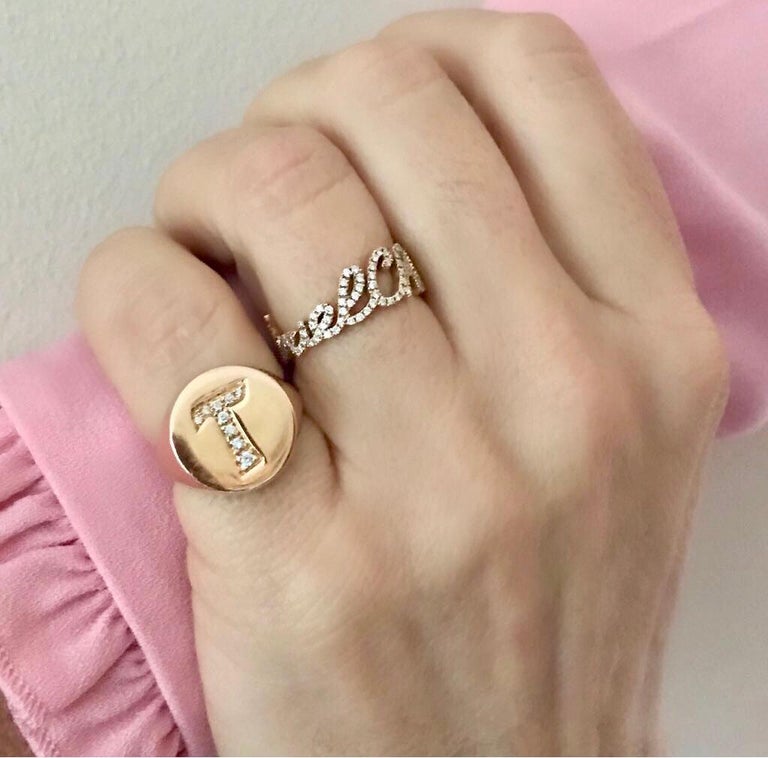 Assya London Bespoke Initial Ring with White Diamonds For Sale at ...