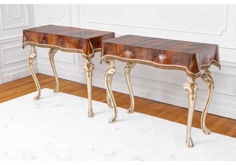 Astonishing Pair of Julia Gray Venetian Console Tables For Sale at 1stDibs