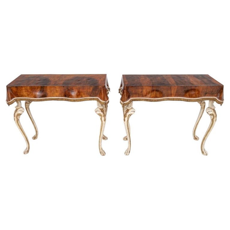 Astonishing Pair of Julia Gray Venetian Console Tables For Sale at 1stDibs
