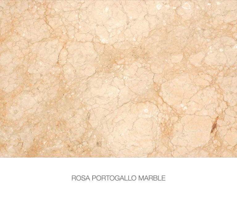 Astral Coffee Table Marc Ange with Concrete Base and Oval Rose Marble ...