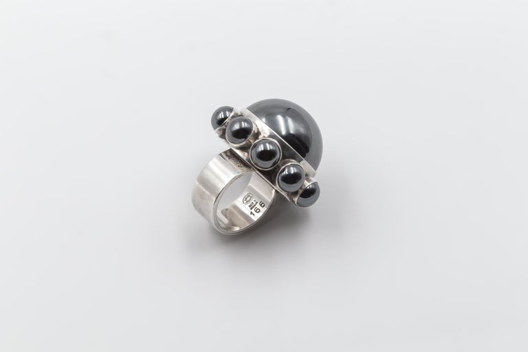 Astrid Fog for Georg Jensen Silver Hematite Ring #166 For Sale at 1stDibs