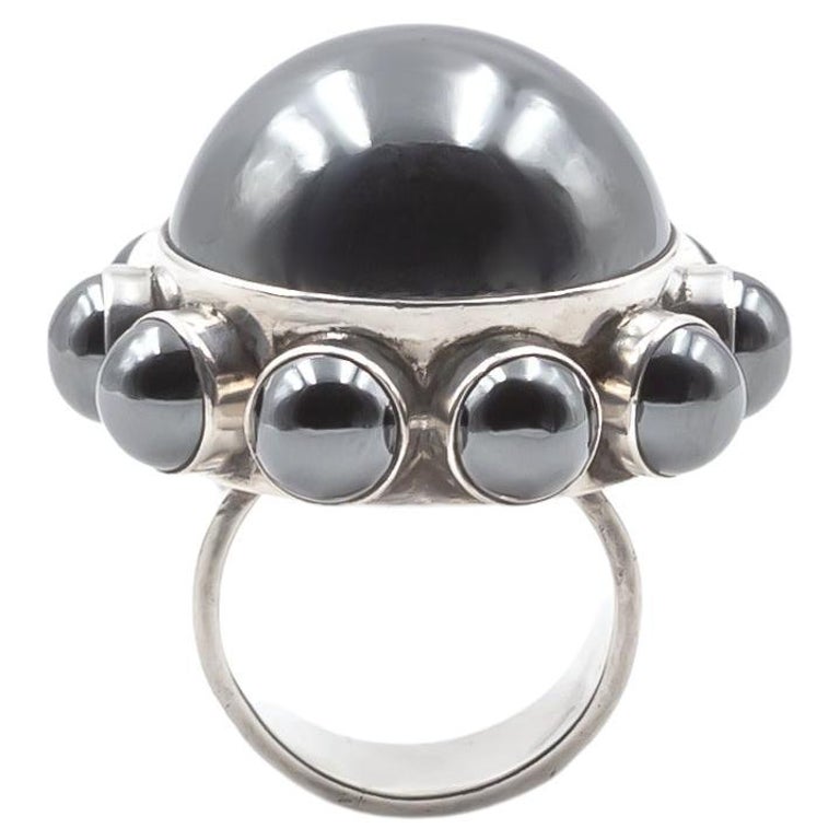 Astrid Fog for Georg Jensen Silver Hematite Ring #166 For Sale at 1stDibs
