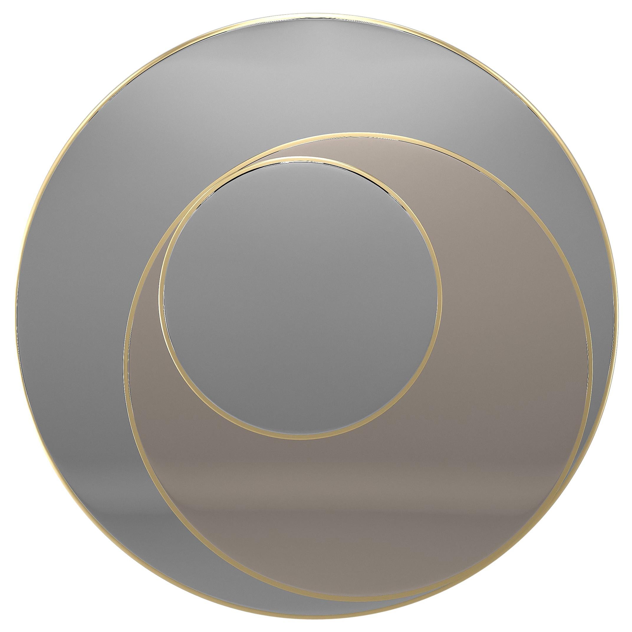 Astro mirror with frame in Brass color with bronze and natural mirrors ...