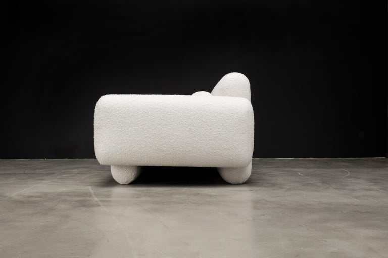 ASYM SOFA - Modern Asymmetrical Sofa in Curly Lamb Boucle in Soft White ...