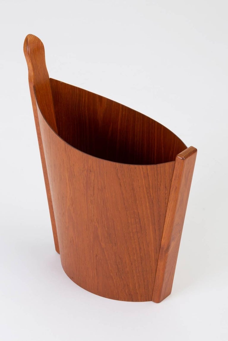 Asymmetric Teak Waste Basket by Westnofa at 1stDibs