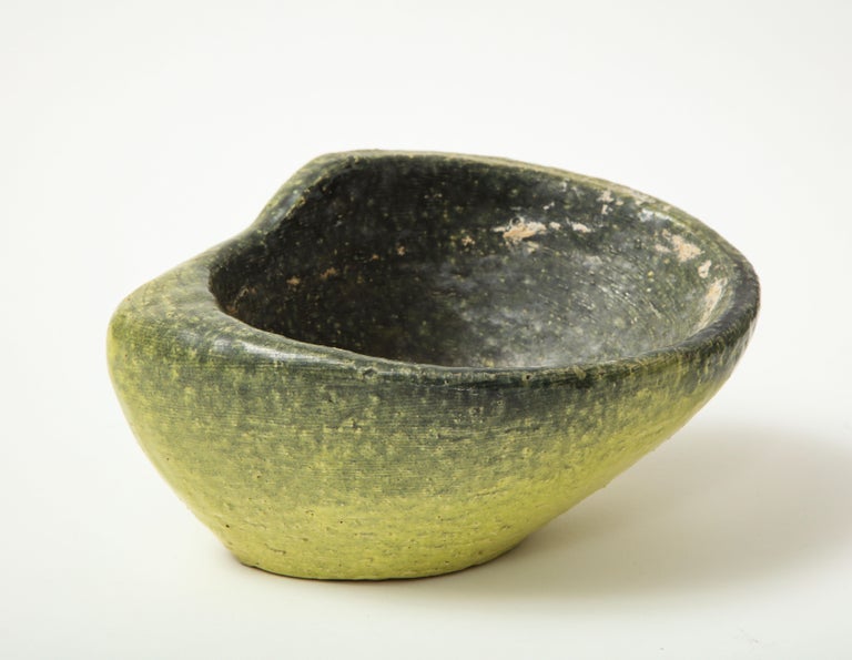 Asymmetrical Ceramic Bowl in Avocado Toned Speckled Glaze at 1stDibs ...