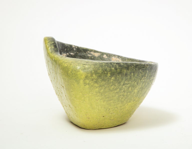 Asymmetrical Ceramic Bowl in Avocado Toned Speckled Glaze at 1stDibs ...