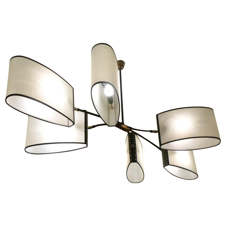 Asymmetrical chandelier with six lighted arms by Maison Lunel, circa ...