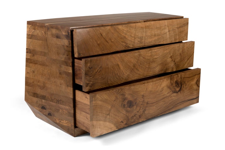 Asymmetrical Chest of Drawers in Solid English Walnut. For Sale at 1stDibs