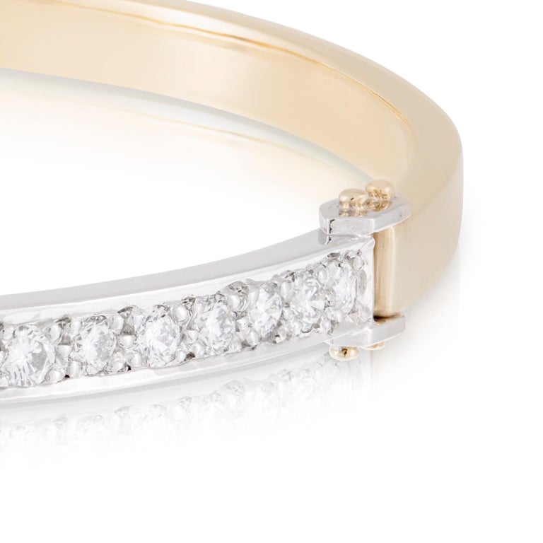 9ct Yellow/White Gold Asymmetrical Diamond and Grey Spinel Hinged ...