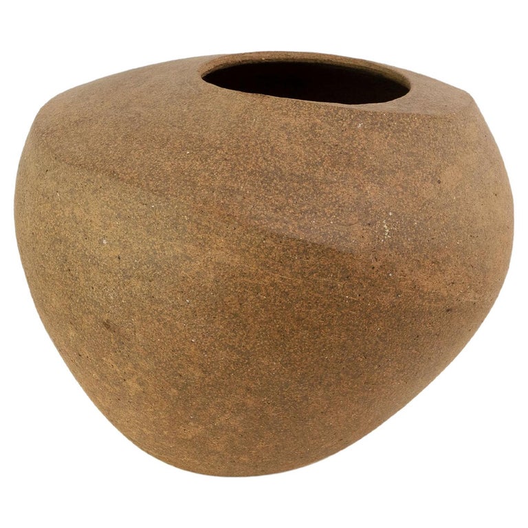 Asymmetrical Ovoid Stoneware Vessel For Sale at 1stDibs