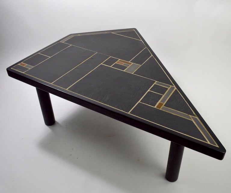 Asymmetrical Slate Tile-Top Table Made in Denmark by Sallingboe Jelling ...