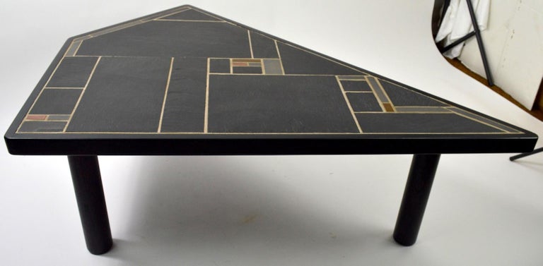 Asymmetrical Slate Tile-Top Table Made in Denmark by Sallingboe Jelling ...