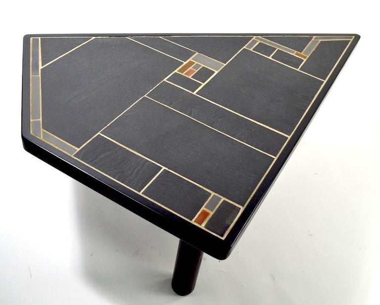 Asymmetrical Slate Tile-Top Table Made in Denmark by Sallingboe Jelling ...