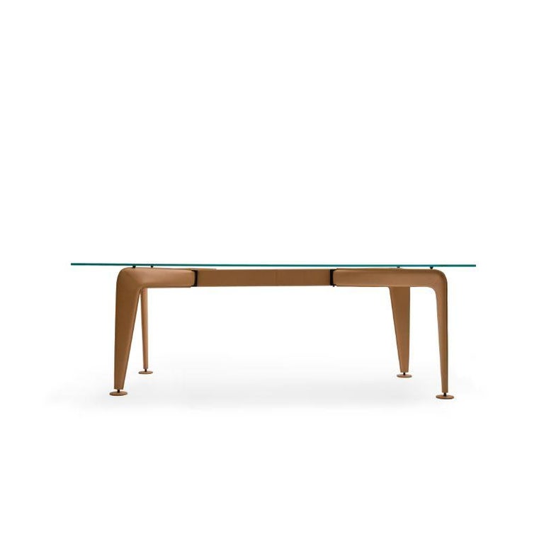 Asymmetrical Table, Black Leather by Colé Italia For Sale at 1stDibs