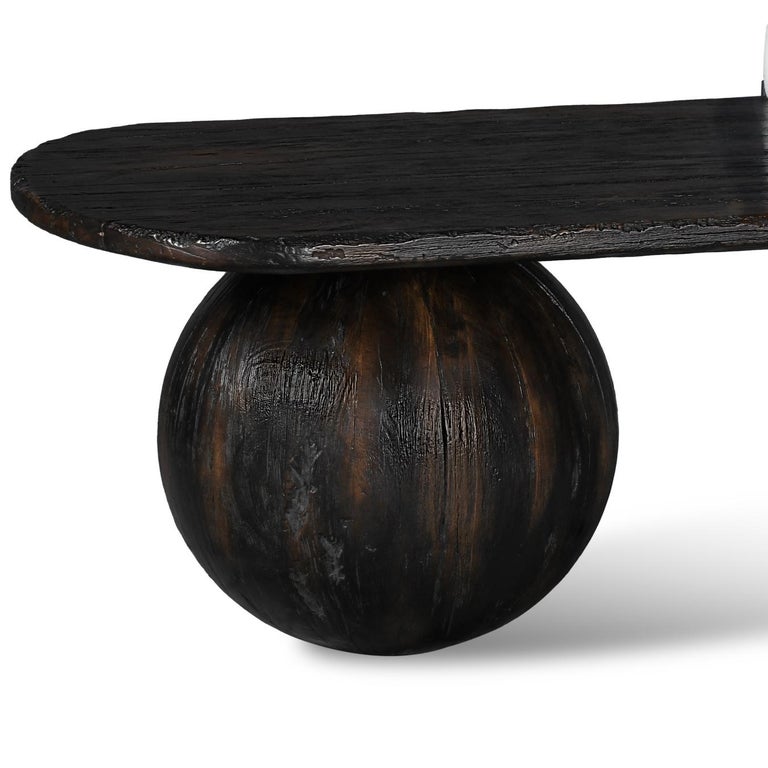 Asymmetrical wood Evran bench with a sphere and solid leg For Sale at ...