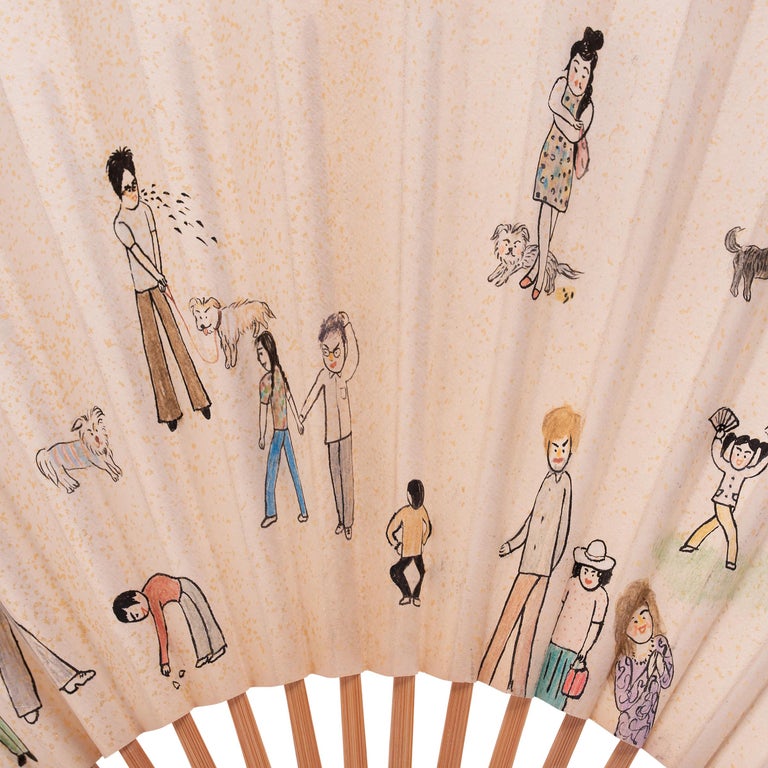 "At the Park 4" Painted Fan by Deng Ying at 1stDibs