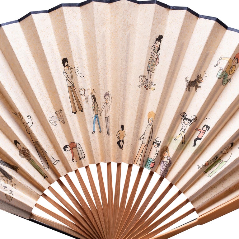 "At the Park 4" Painted Fan by Deng Ying at 1stDibs