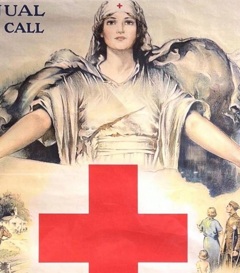 "At the Service of Mankind" Vintage Wwi Red Cross Poster by Lawrence ...