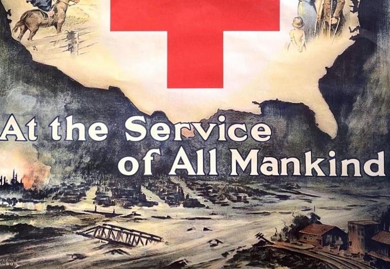 "At the Service of Mankind" Vintage Wwi Red Cross Poster by Lawrence ...