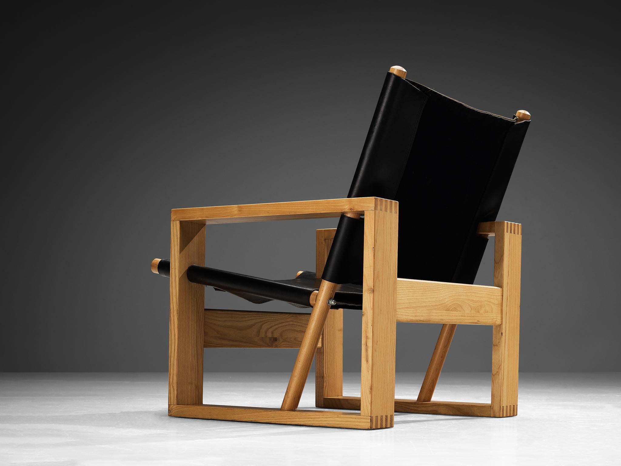 Ate van Apeldoorn Lounge Chairs in Ash and Black Leather For Sale at 1stDibs