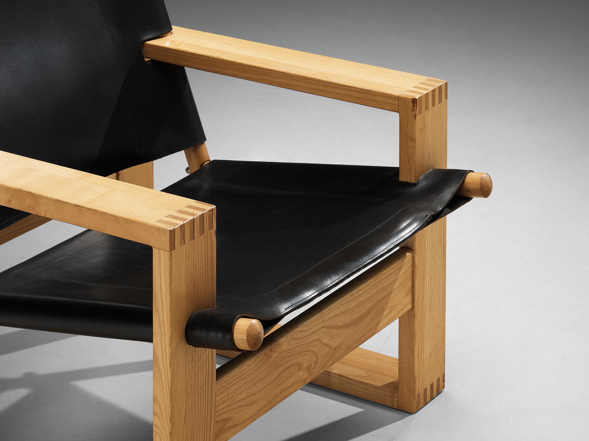 Ate van Apeldoorn Lounge Chairs in Ash and Black Leather For Sale at 1stDibs