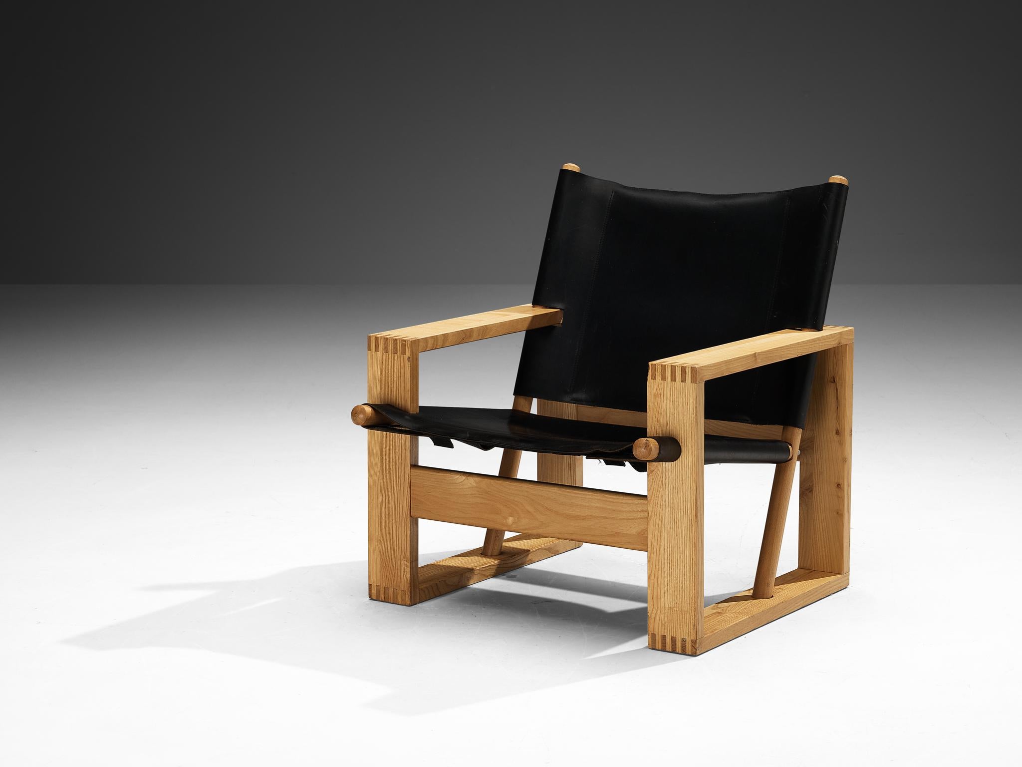 Ate van Apeldoorn Lounge Chairs in Ash and Black Leather For Sale at 1stDibs