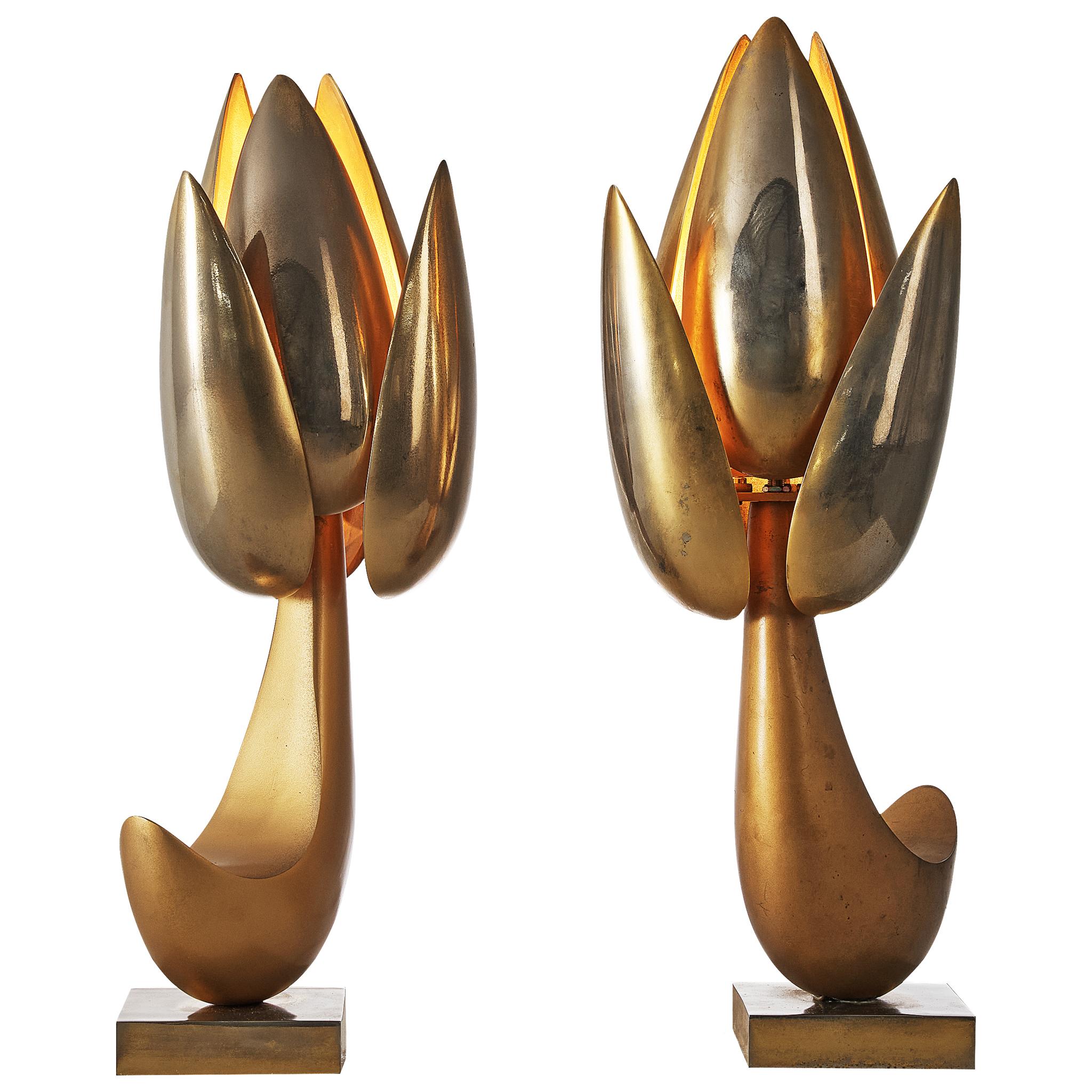 Atelier Michel Armand Sculptural 'Fleur Table Lamps For Sale at 1stDibs