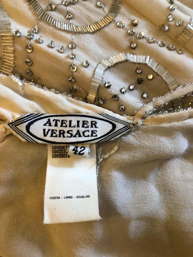 Atelier Versace Couture F/W 1998 Runway Embellished Sheer Cutout Gown ...