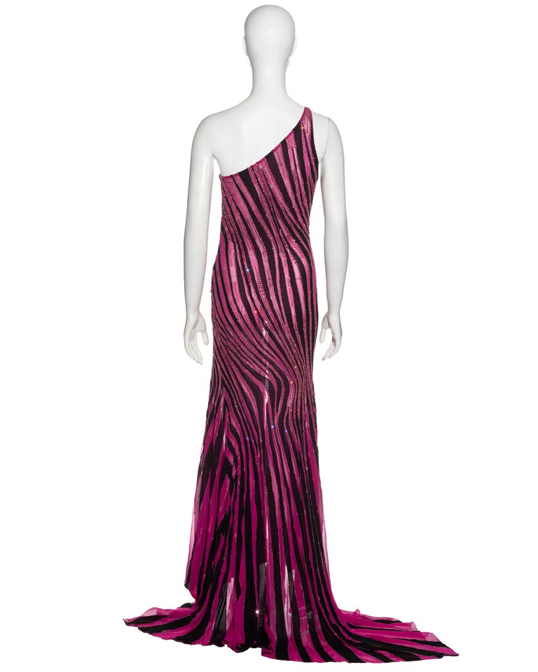 Atelier Versace Couture pink and black embellished evening dress, ss ...