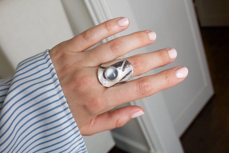 Atelier Zobel One of a Kind Cat's-Eye Moonstone Diamond Fused Palladium ...