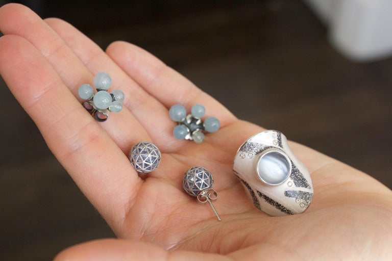 Atelier Zobel One of a Kind Cat's-Eye Moonstone Diamond Fused Palladium ...