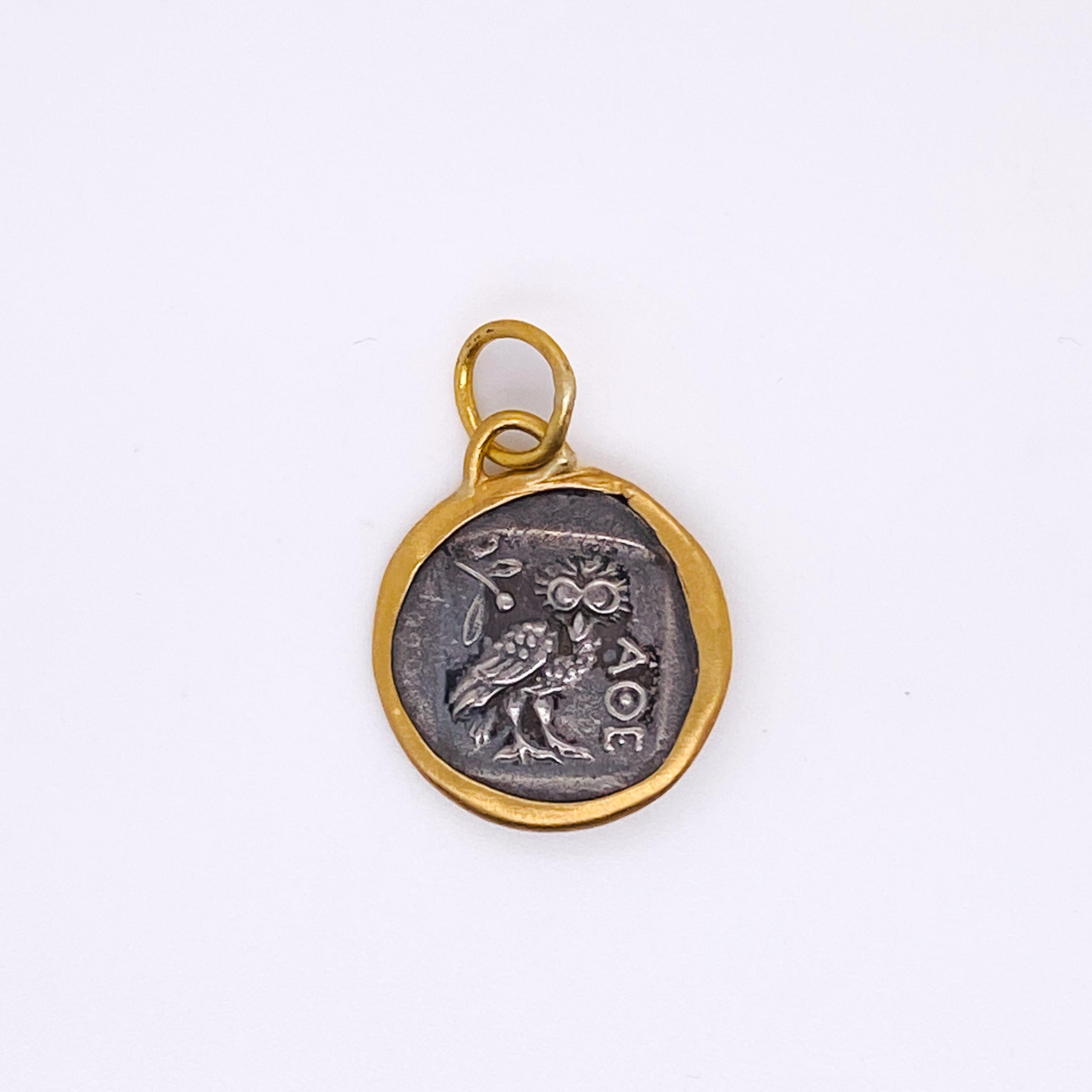 Athena Goddess of War and Wisdom Pendant, Diamond 24k Yellow Gold and ...