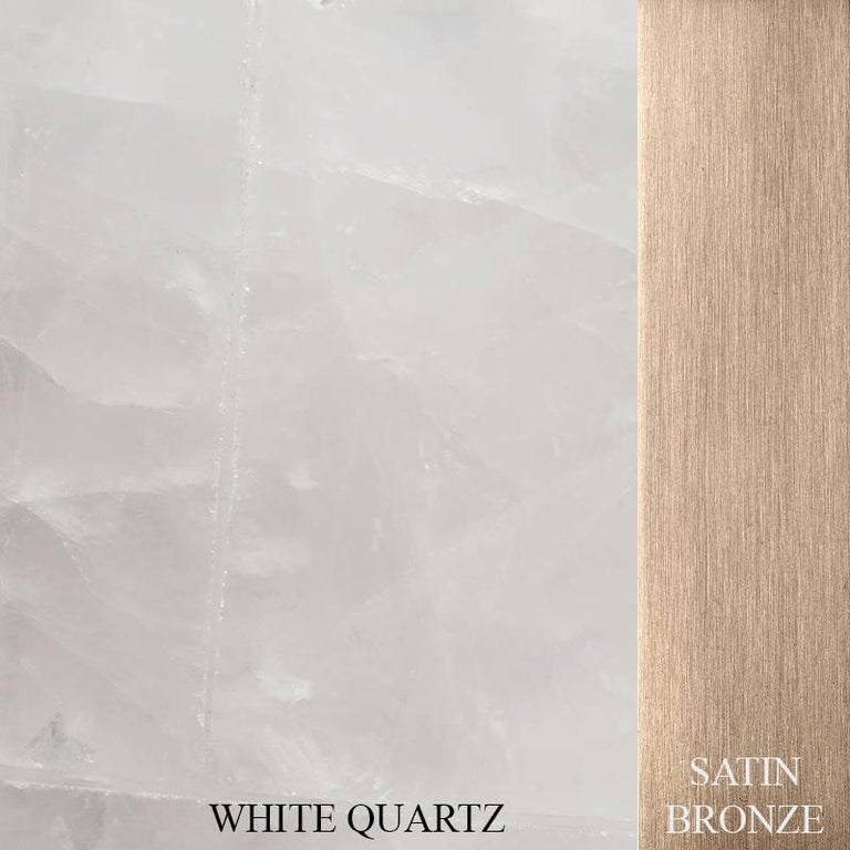 Athena Side Table by DeMuro Das in White Quartz with Hand-Cast Solid ...