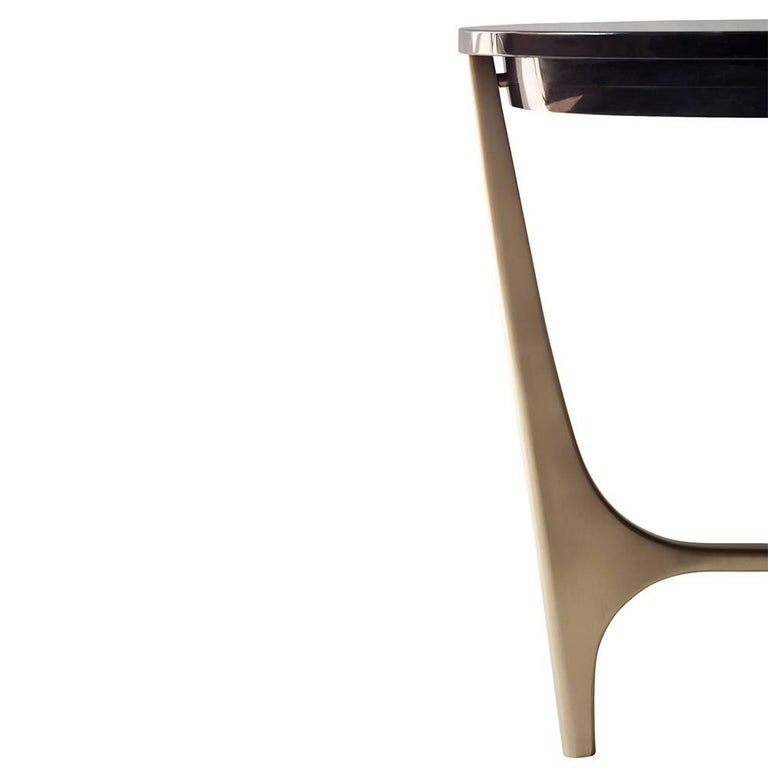 Athena Side Table by DeMuro Das with Black Marquina Marble Top and ...