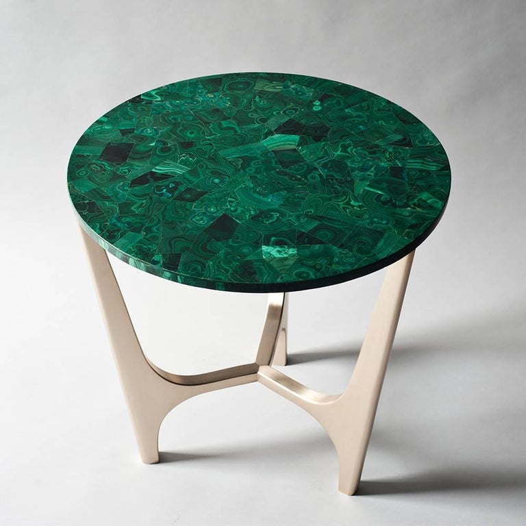 Athena Side Table by DeMuro Das with Malachite Top and Solid Bronze ...