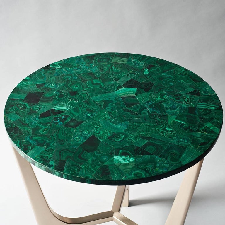 Athena Side Table by DeMuro Das with Malachite Top and Solid Bronze ...