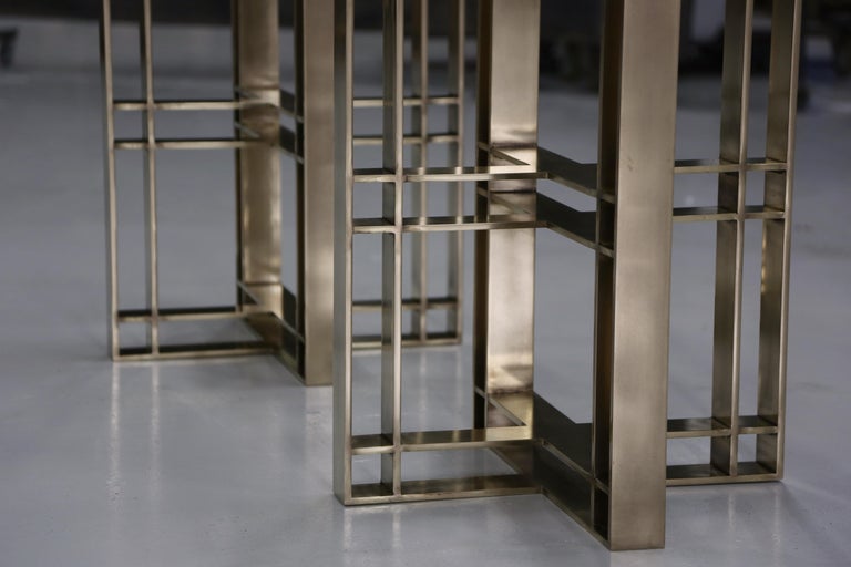 Athwart Dining Table, All Patinated Brass , Xl, Made in Britain For ...