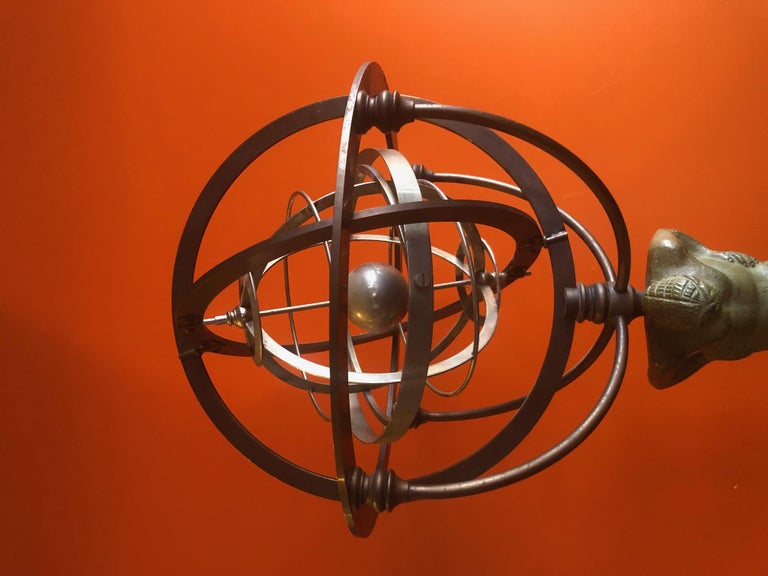Atlas Armillary Sphere Statue on Black Marble Base at 1stDibs
