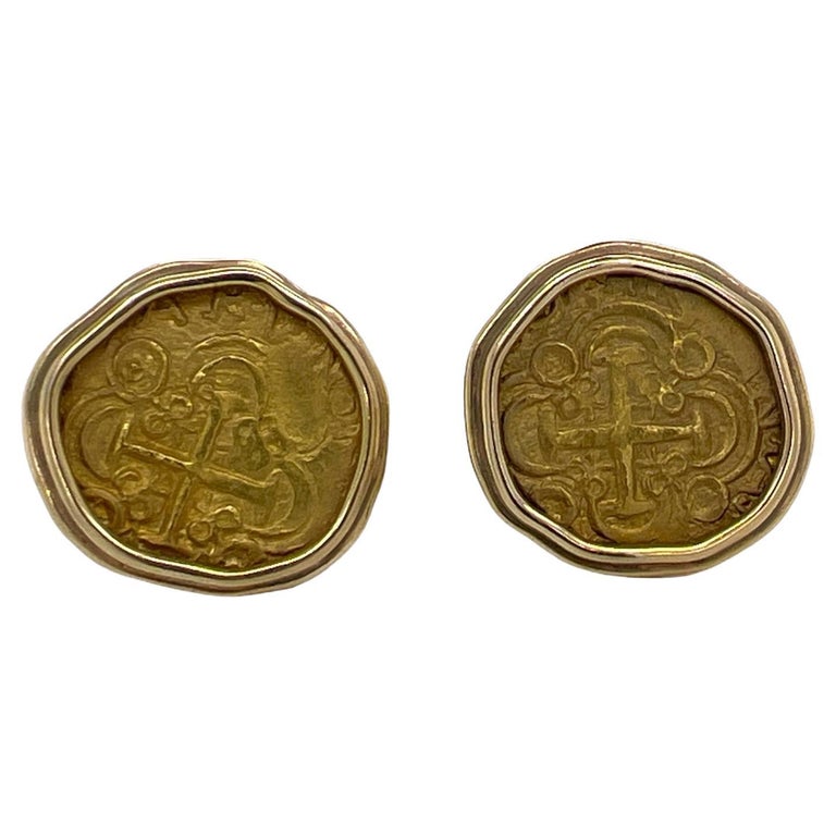 Atochia Escudo 24K Gold Coin Earrings with Certificates of Authenticity ...