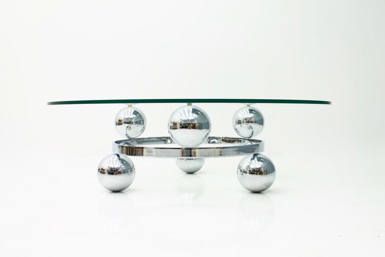 Atomic Chrome and Glass Coffee Table Space Age Sputnik, 1970s at 1stDibs