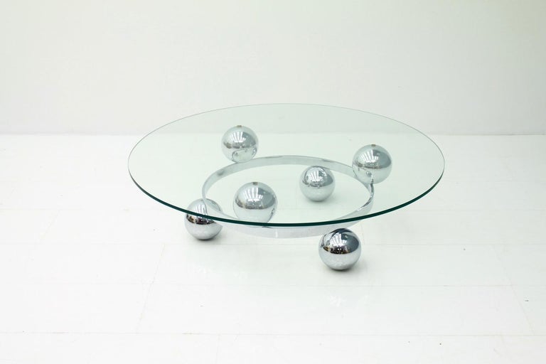 Atomic Chrome and Glass Coffee Table Space Age Sputnik, 1970s at 1stDibs