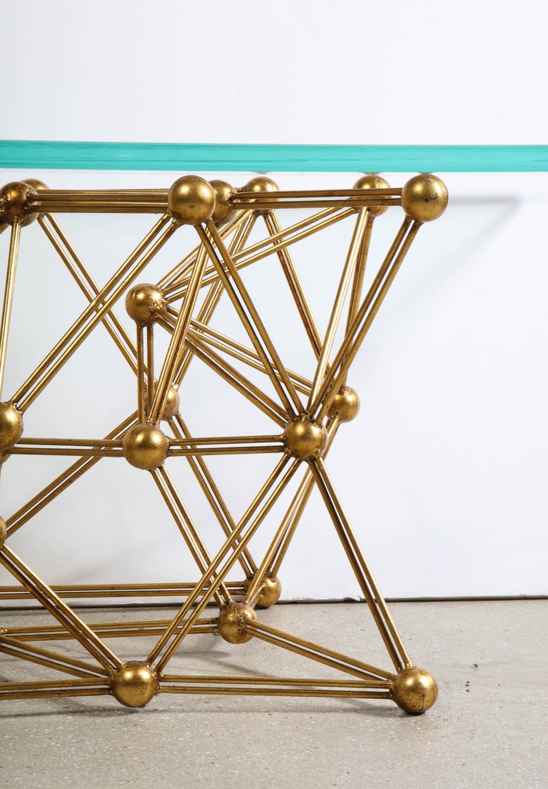 "Atomic" Coffee Table with glass top over a gilded metal base For Sale ...