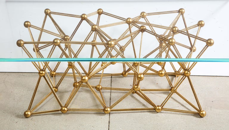 "Atomic" Coffee Table with glass top over a gilded metal base For Sale ...