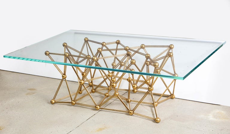 "Atomic" Coffee Table with glass top over a gilded metal base For Sale ...