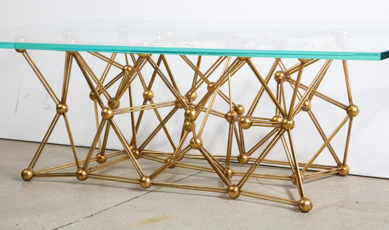 "Atomic" Coffee Table with glass top over a gilded metal base For Sale ...