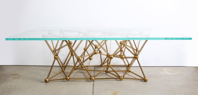 "Atomic" Coffee Table with glass top over a gilded metal base For Sale ...